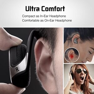 RTUSIA Small Bluetooth Headphones Wrap Around Head - Sports Wireless Headset with Built in Microphone and Crystal-Clear Sound, Foldable and Carried in The Purse, and 12-Hour Battery Life, Black