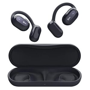 oladance open ear headphones bluetooth 5.2 wireless earbuds for android & iphone, open ear earbuds with dual 16.5mm dynamic drivers, up to 16 hours playtime waterproof sport earbuds -interstellar blue