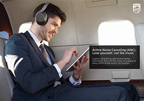 Philips PH805 Active Noise Canceling (ANC) Over Ear Wireless Bluetooth Performance Headphones w/Hi-Res Audio, Comfort Fit and 30 Hours of Playtime (TAPH805BK) (Renewed)