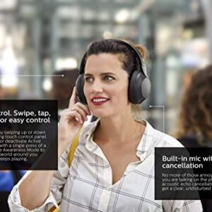 Philips PH805 Active Noise Canceling (ANC) Over Ear Wireless Bluetooth Performance Headphones w/Hi-Res Audio, Comfort Fit and 30 Hours of Playtime (TAPH805BK) (Renewed)