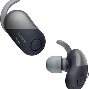 Sony True Wireless Bluetooth in Ear Headphones: Noise Cancelling Sports Workout Ear Buds - Cordless, Sweatproof Earphones, Built-in Microphone, Extra BASS WF-SP700N/B (International Version) Black