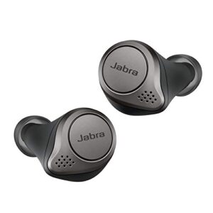 jabra elite 75t– true wireless earbuds with charging case, titanium black – active noise cancelling bluetooth earbuds with a comfortable, secure fit, long battery life, great sound