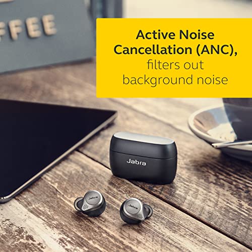 Jabra Elite 75t– True Wireless Earbuds with Charging Case, Titanium Black – Active Noise Cancelling Bluetooth Earbuds with a Comfortable, Secure Fit, Long Battery Life, Great Sound