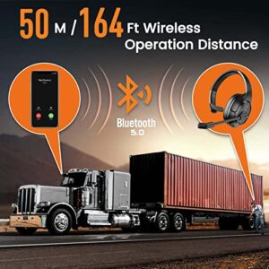 EKSA Truck Driver Bluetooth Headset with Microphone, Environmental Noise Cancelling Wireless Headphone, 99ft Long Wireless Range, Up to 30 Hours of Talk Time, Ultra-Large Soft Earmuff Trucker Headset