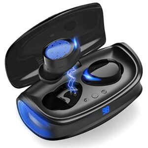 mcgor wireless earbuds, bluetooth earbuds with charging case, 25h playtime, touch control, digital display, fast pair, stereo earbuds wireless bluetooth with microphone for all bluetooth device