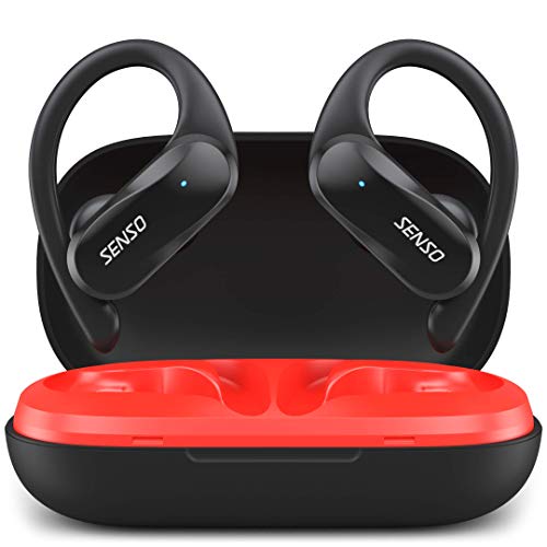 Senso Wireless Earbuds - Bluetooth True Wireless Earphones - TWS Best Sport Headphones for Workout Noise Cancelling Sweatproof Ear Buds with Mic 40 Hours Playtime for iPhone, Running, Gym