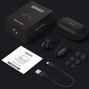 Senso Wireless Earbuds - Bluetooth True Wireless Earphones - TWS Best Sport Headphones for Workout Noise Cancelling Sweatproof Ear Buds with Mic 40 Hours Playtime for iPhone, Running, Gym