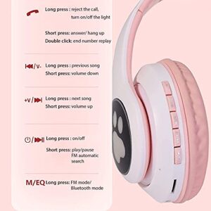 TOKANI Kids Headphones, Bluetooth Wireless Headphones for Kids Teens Adults, Over-Ear Bluetooth Headphones with Microphone, Cat Ear Headphones for Girls Women (Pink)