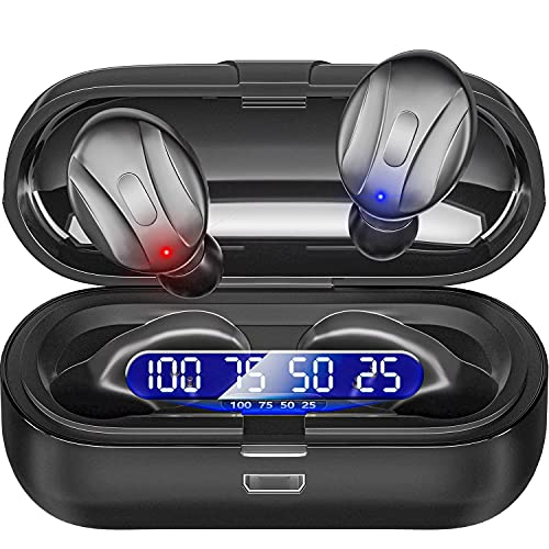 Earbuds 5.0 Mini Headphones, IPX5 Waterproof Hi-Fi Stereo Built-in Mic Headset, in-Ear Earphones for Sports