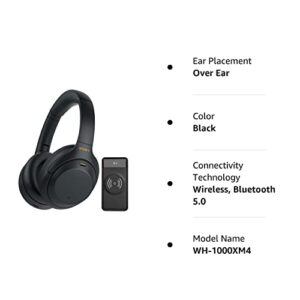 Sony WH-1000XM4 Wireless Bluetooth Noise Canceling Over-Ear Headphones (Black) Bundle with 10000mAh Ultra-Portable LED Display Wireless Quick Charge Battery Bank (2 Items)