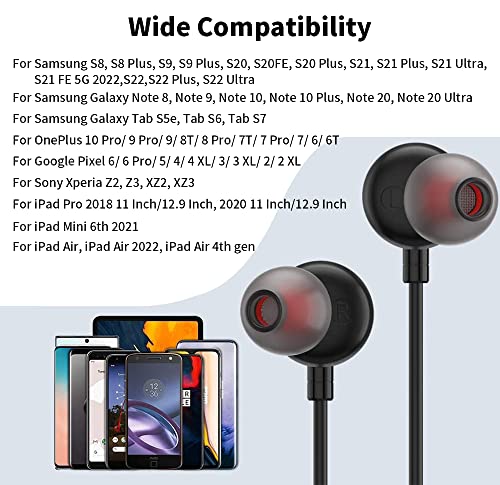 USB C Headphones for Google Pixel 7 Pro, USB Type C Earphone Stereo in-Ear Earbuds Digital DAC Bass Noise Cancelling Headsets w/h Mic for Samsung Galaxy S23 Ultra S22 S21 FE S20+ Z Fold 4 iPad 10 Pro