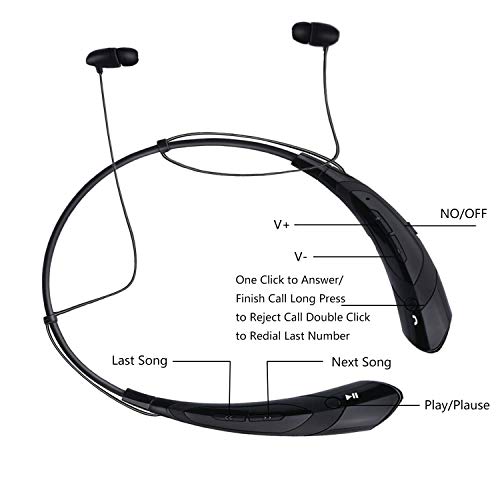 BUMMD Bluetooth Neckband Headphones with Magnetic Earbuds, Flexible Wireless Bluetooth Headset with Mic Sports Headphones for Running HD Stereo Noise Cancelling Earphones for iPhone Samsung LG(Black)