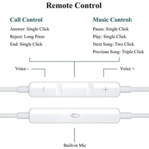 2 Pack - Apple Earbuds for iPhone Headphones [Apple MFi Certified] Wired Lightning Earphones with Built-in Mic & Volume Control Compatible with iPhone 14 Pro/14/13/12/11/XR/XS/X/8/7/SE-All iOS