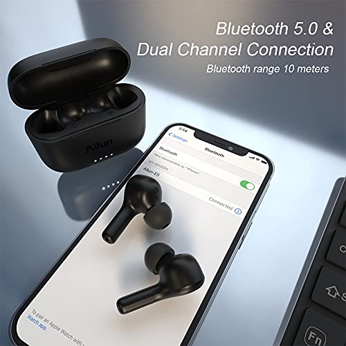 Ailun True Wireless Earbuds with ENC Noise Cancelling Bluetooth Earphones for HD in-Ear Stereo Calls Touch Control Sport Headphones Waterproof Fitness Earbuds USB-C Charging 20H Playtime (Black)