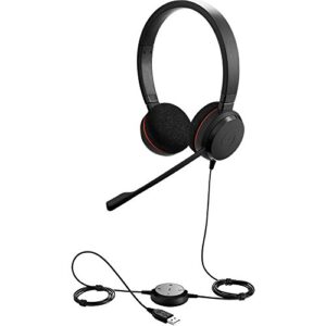 jabra evolve 20 uc stereo wired headset / music headphones (u.s. retail packaging), black