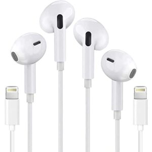 2 pack-apple earbuds iphone headphones [apple mfi certified] earphones with lightning connector (built-in microphone & volume control) compatible with iphone 14/13/12/11/xr/xs/x/8/7 support all ios