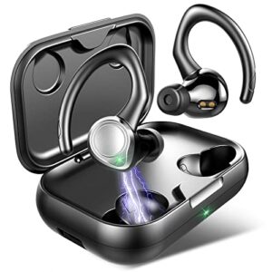 coucur wireless earbuds, bluetooth 5.1 sport headphones in ear with detachable earhooks, bluetooth earbuds with immersive sound, wireless earphones with noise cancelling mic, ip7 waterproof headset