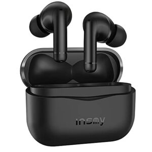 insmy wireless earbuds hybrid active noise cancelling waterproof earphones with 6 mics for clear calls authentic audio big bass, 36 hours playtime bluetooth in-ear headphones anc/ambient mode (black)