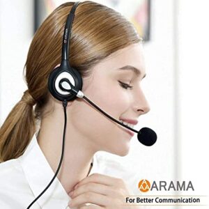 Arama Cell Phone Headset w/Lightweight Secure-Fit Headband, Pro Noise Canceling Mic and in-line Controls 3.5mm Headset for iPhone, Samsung, LG, HTC, BlackBerry Mobile Phone and iPad Tablets (A602MP)