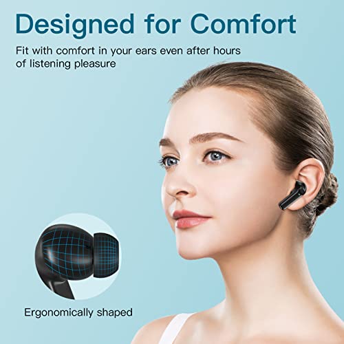 bakibo Wireless Earbuds, Bluetooth 5.3 in-Ear Earphones Built-in 4 Mic ENC Waterproof Headphones Bass Stereo Ear Buds Touch Control, 32H Play Time with USB C Light Weight Charging Case, Black