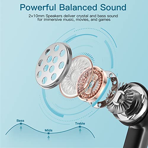 bakibo Wireless Earbuds, Bluetooth 5.3 in-Ear Earphones Built-in 4 Mic ENC Waterproof Headphones Bass Stereo Ear Buds Touch Control, 32H Play Time with USB C Light Weight Charging Case, Black