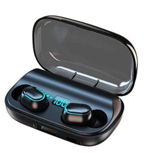 miumiupop Wireless Bluetooth Earbuds, Immersive Bass Stereo Noise Cancelling Headphones, Portable Charging Case with LED Display, Headset for Sports, Home, Work Black (T11)