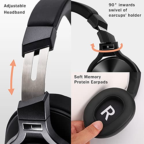 Srhythm NC75 Pro Noise Cancelling Headphones Bluetooth V5.0 Wireless,40 Hours Playtime Headsets Over Ear with Microphones&Fast Charge for TV/PC/Cell Phone (Metal Black)