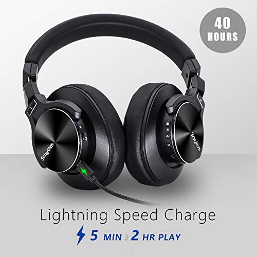 Srhythm NC75 Pro Noise Cancelling Headphones Bluetooth V5.0 Wireless,40 Hours Playtime Headsets Over Ear with Microphones&Fast Charge for TV/PC/Cell Phone (Metal Black)