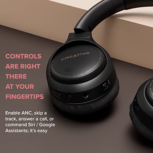 Creative Zen Hybrid (Black) Wireless Over-Ear Headphones with Hybrid Active Noise Cancellation, Ambient Mode, Up to 27 Hours (ANC On), Bluetooth 5.0, AAC, Built-in Mic, Foldable