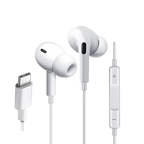 USB C Headphones HiFi Stereo USB Type C Earbuds in Ear Earphones Headset with Mic and Volume Control Compatible with Samsung Galaxy Google Pixel OnePlus 6T and More Type C Port Models