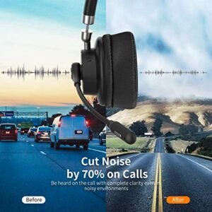 Truck Driver Bluetooth Headset/Office Headset, BT5.0 Wireless Over The Head Headset with Extra Boom Noise Cancelling Mic for Cell Phones,Call Center, Skype, VoIP, Home Work,Trucker