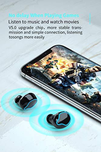 YISMO Wireless Bluetooth Earbuds W/Charging Box, Power Bank, LED Display, Flashlight, Mirror, Noise-Cancelling Deep Bass Stereo, Waterproof, for Android, Apple, iOS, Works w/Most Software and Games