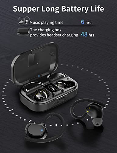 GUANGPONE Bluetooth Earbuds 5.3 in Ear Waterproof Sport Headphones 48 Playtimes Noise Cancelling Wireless Earbuds with Microphone Earphones for Gym Running Workout