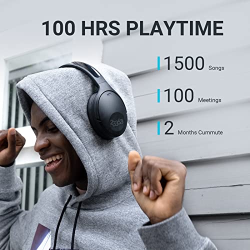 233621 Hush Active Noise Cancelling Headphones with Microphone [100 Hrs Playtime] Wireless Over Ear ANC Headphones Wireless Bluetooth Headphones with Custom App for Travel, Home Office(Cozmo)