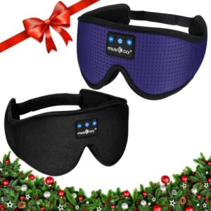 musicozy sleep headphones bluetooth 5.2 headband breathable 3d sleeping headphones, wireless eye mask sleep earbuds for side sleepers women office air travel cool tech gadgets unique gifts, pack of 2