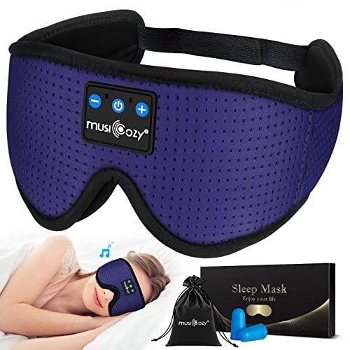 MUSICOZY Sleep Headphones Bluetooth 5.2 Headband Breathable 3D Sleeping Headphones, Wireless Eye Mask Sleep Earbuds for Side Sleepers Women Office Air Travel Cool Tech Gadgets Unique Gifts, Pack of 2