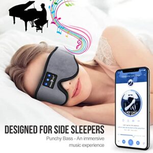 MUSICOZY Sleep Headphones Bluetooth Wireless Headband Sleep Mask, Sleeping Headphones Music Eye Mask Earbuds for Side Sleepers Air Travel Office Nap Unique Holiday Christmas Gifts, Pack of 2