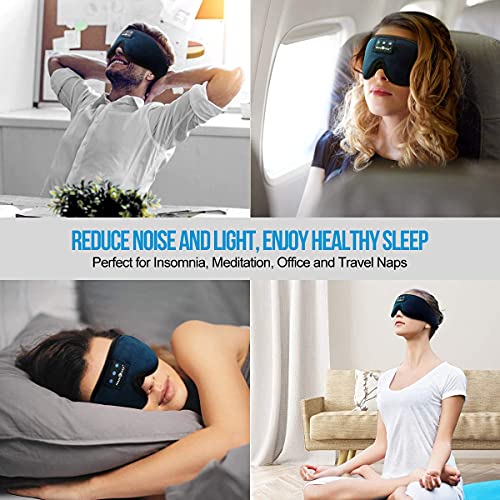 MUSICOZY Sleep Headphones Bluetooth Wireless Headband Sleep Mask, Sleeping Headphones Music Eye Mask Earbuds for Side Sleepers Air Travel Office Nap Unique Holiday Christmas Gifts, Pack of 2