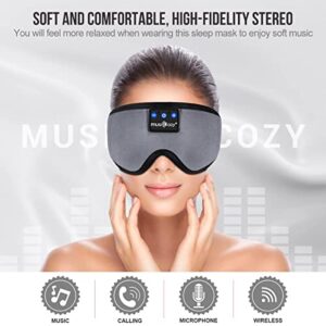 MUSICOZY Sleep Headphones Bluetooth Wireless Headband Sleep Mask, Sleeping Headphones Music Eye Mask Earbuds for Side Sleepers Air Travel Office Nap Unique Holiday Christmas Gifts, Pack of 2