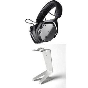 v-moda m-200 anc noise cancelling wireless bluetooth over-ear headphones, matte black with free v-moda v-man universal headphone stand – silver