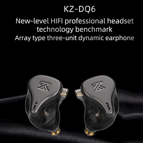 753 KZ‑DQ6 Earbuds Headphone,HiFi Stereo Noise Cancelling Wired Earbuds,10mm Dual & 6mm Single Magnetic Dynamic Unit Earphone with Detachable Cable for Gaming Sport Music