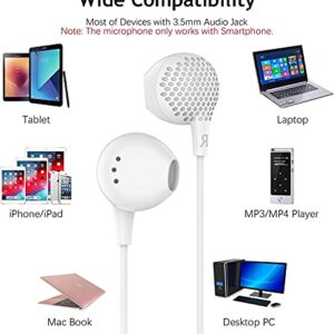 Earldom Wired Earbuds, Earphones Headphones Noise Isolating Earbuds, Lightweight Wired Earphones in-Ear Headphones for Phone 6/6s plus/5s/SE, Galaxy, Tablets - White