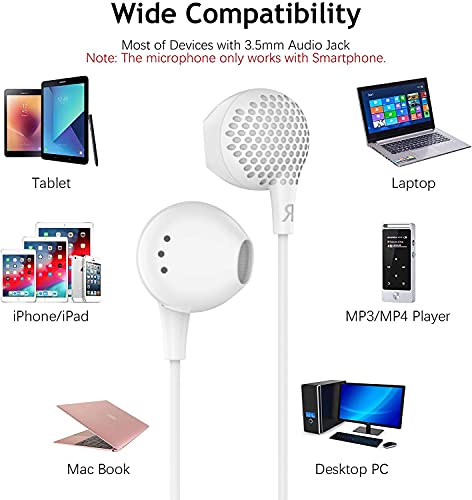 Earldom Wired Earbuds, Earphones Headphones Noise Isolating Earbuds, Lightweight Wired Earphones in-Ear Headphones for Phone 6/6s plus/5s/SE, Galaxy, Tablets - White