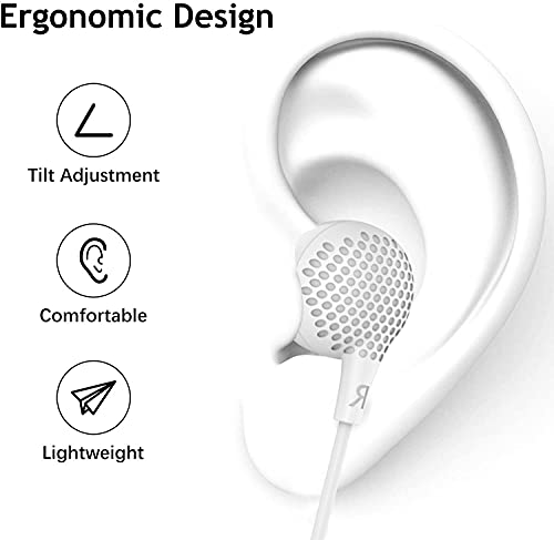 Earldom Wired Earbuds, Earphones Headphones Noise Isolating Earbuds, Lightweight Wired Earphones in-Ear Headphones for Phone 6/6s plus/5s/SE, Galaxy, Tablets - White