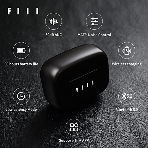 FIIL CC Pro Bluetooth 5.2 True Wireless Earbuds, 30 Hours Playtime, in-Ear Detection, Built-in 3 Mic Call Noise Cancelling IPX4 Waterproof Headphones, with Wireless Charging Case for Sport