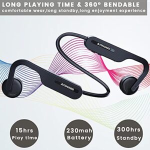 TOHUNZO Air Bone Conduction Headphones, Wireless Bluetooth 5.0 Open Ear Headphones IPX5 Sweatproof Lightweight HiFi 9D Stereo 15 Hrs Playtime Sports Headset with Mic for Running, Cycling, Gym