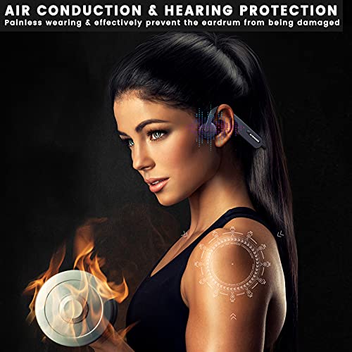 TOHUNZO Air Bone Conduction Headphones, Wireless Bluetooth 5.0 Open Ear Headphones IPX5 Sweatproof Lightweight HiFi 9D Stereo 15 Hrs Playtime Sports Headset with Mic for Running, Cycling, Gym