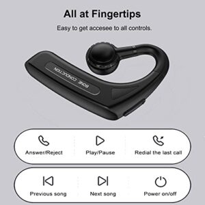 Open Ear Headphones Bluetooth Single Bone Conduction Wireless Earbuds with Earhooks Microphone Earphones Waterproof Long Battery Life Earpiece for Workout Running Sports Cycling Gym Android iOS Blue