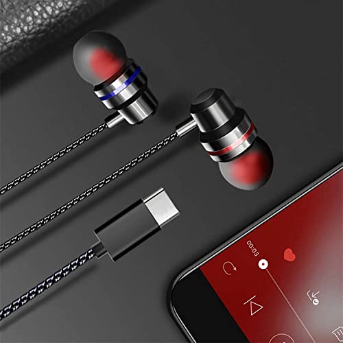 USB C Headphones with Built-in Mic Stereo Sound Earbuds Wired Earphones for Samsung Galaxy S21 Plus S20 FE Oneplus 9 Pro iOS Android