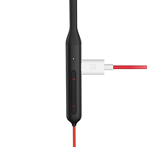 One+ Bullets Wireless Z Bass Edition in-Ear Earphone with Mic, Passive Noise Cancellation (Bluetooth 5.0, Quick Switch) (Reverb Red)